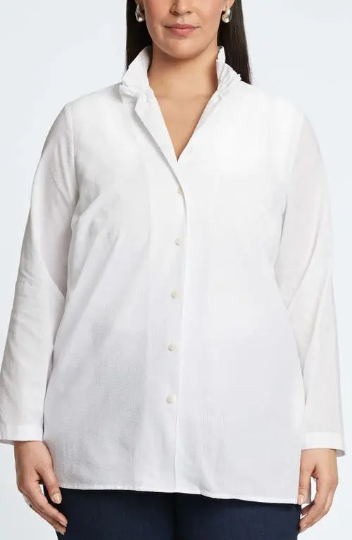 Foxcroft Carolina Seersucker Button-up Shirt - White