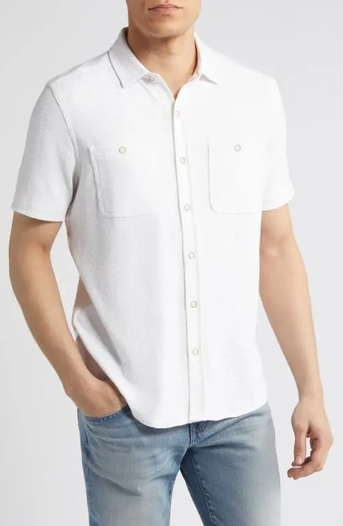 Johnston & Murphy Double Pocket Short Sleeve Knit Button-up Shirt