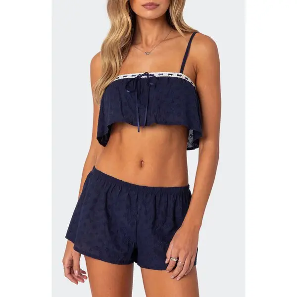 EDIKTED Edan Cotton Eyelet Crop Top