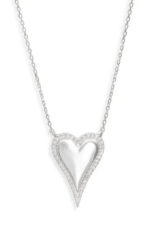 SHYMI Cubic Zirconia Pavé Heart Pendant Necklace - Silver