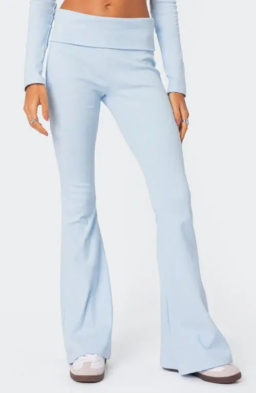 EDIKTED Coffee Break Rib Flare Leggings - Light-blue