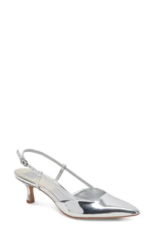 Dolce Vita Odela Leather Slingback Pumps - Silver Stella