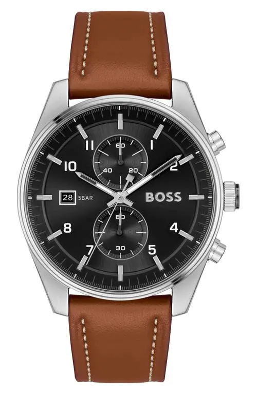 Hugo Boss Skytraveller Chronograph Strap Watch - Black