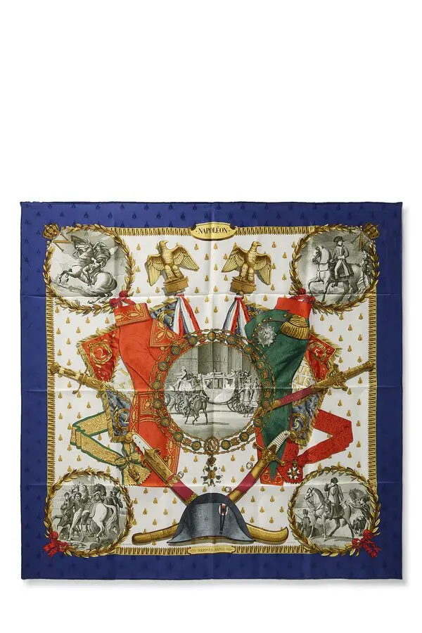 Hermès Multicolor 'napoleon' Silk Scarf 90 - Blue
