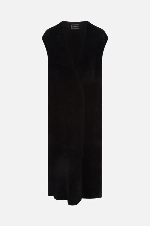 10 CORSO COMO Long Shearling Vest - Black