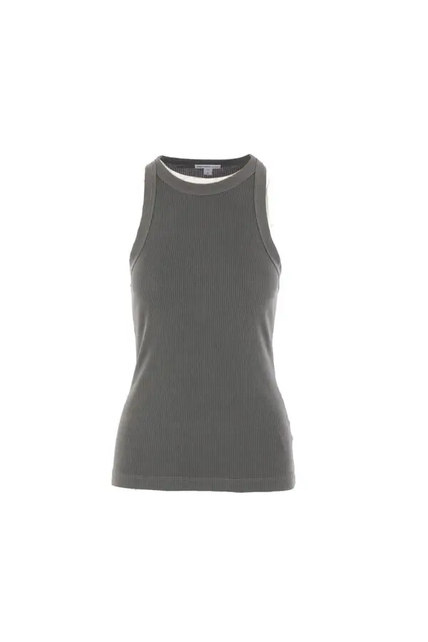 JAMES PERSE Ribbed Jersey Tank Top - Granite