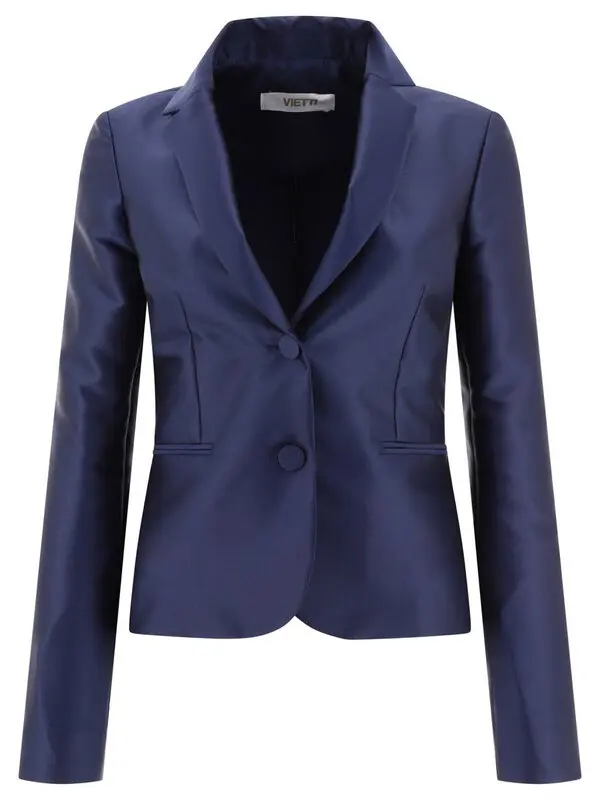 F.IT Satin Single-breasted Blazer - Blue