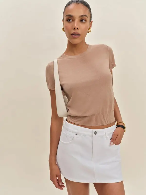 REFORMATION Hazel Denim Mini Skirt - Optic White