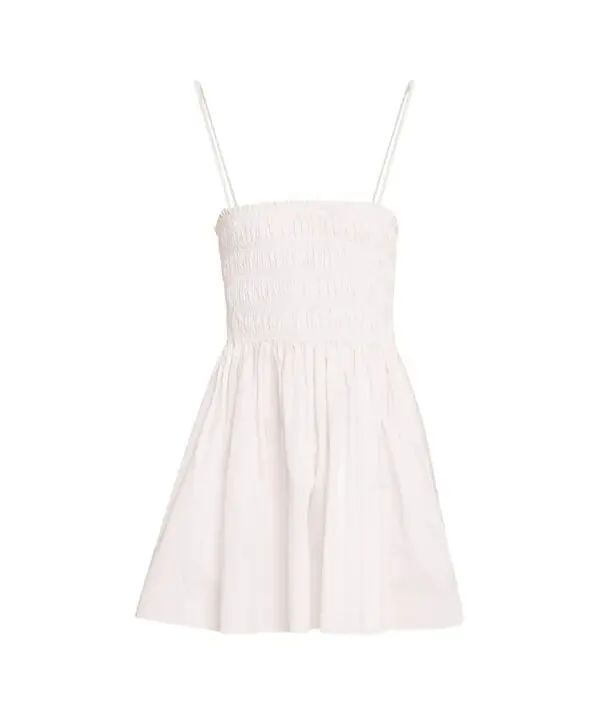 Matteau Shirred Bodice Mini Dress - White