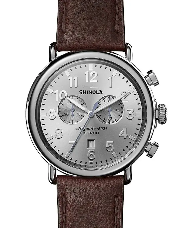 Shinola Runwell 47mm Watch - Silver/brown