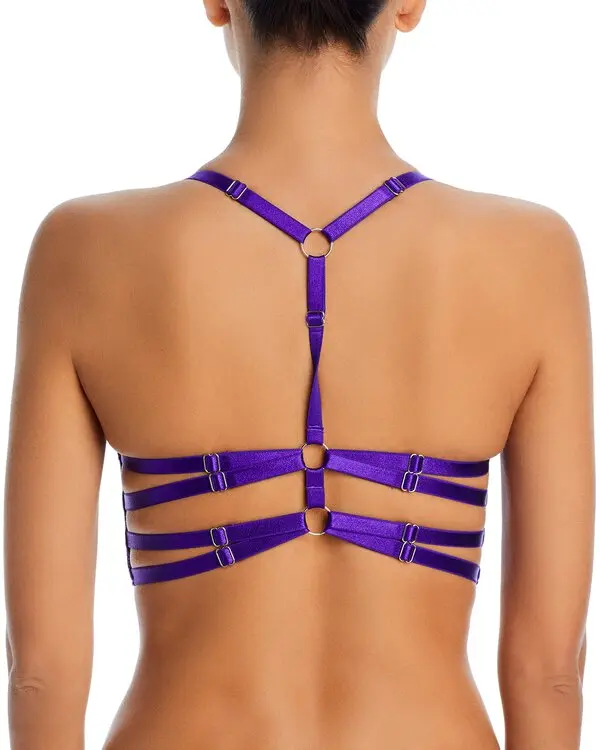 THISTLE AND SPIRE Dryad Embroidered Mesh Underwire Bra - Ultraviolet