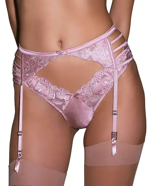 how to use ky jelly personal lubricant Fleur du Mal Rose Embroidery Demi Bra, Rose Embroidery V-String & Rose  Embroidery Garter Belt main image 1
