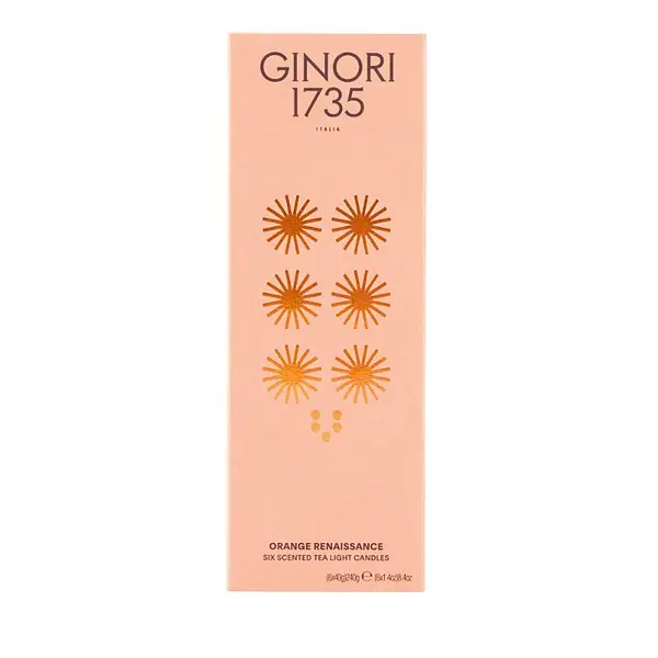 GINORI 1735 Lcdc Orange Renaissance Scented Tealight Candles, Set Of 6