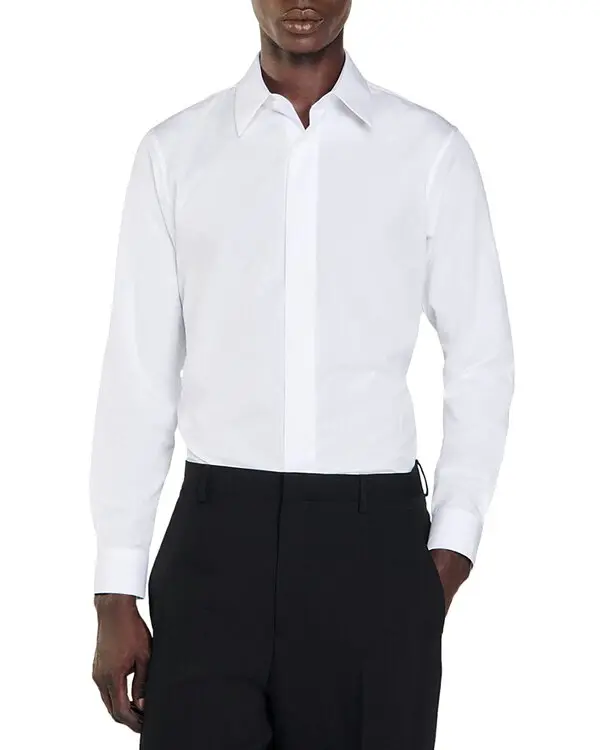 Sandro Chemise Regular Fit Long Sleeve Button Down Shirt - White