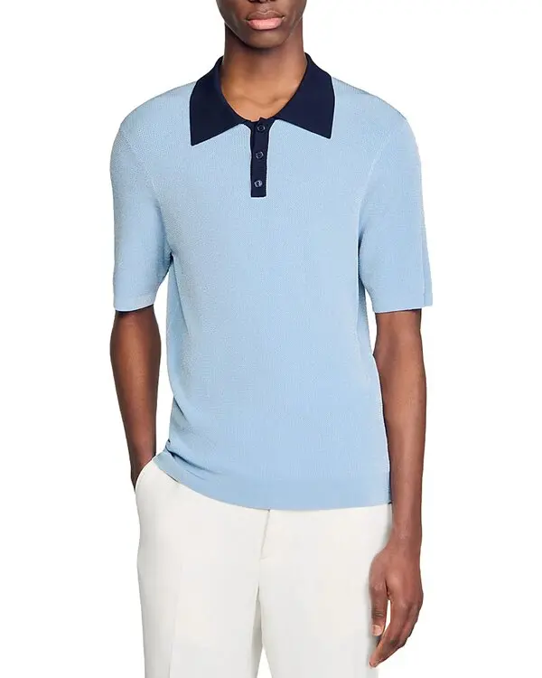 Sandro Two Tone Polo Shirt - Chambray