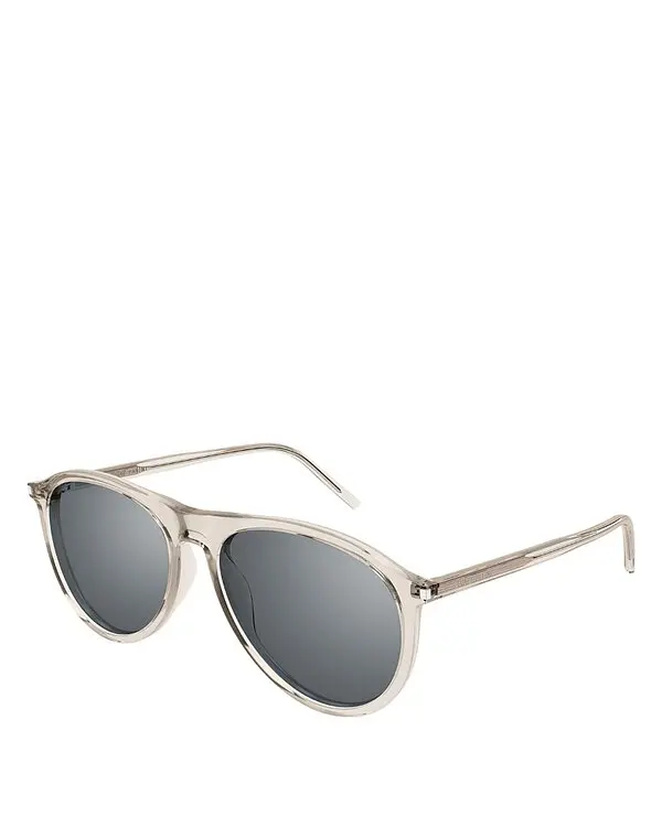 Saint Laurent Thin Pilot Sunglasses - Silver/gray Mirrored Solid