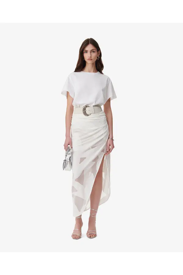 Iro Paris Selima Wrap Midi Skirt In White 50% Off Editorialist