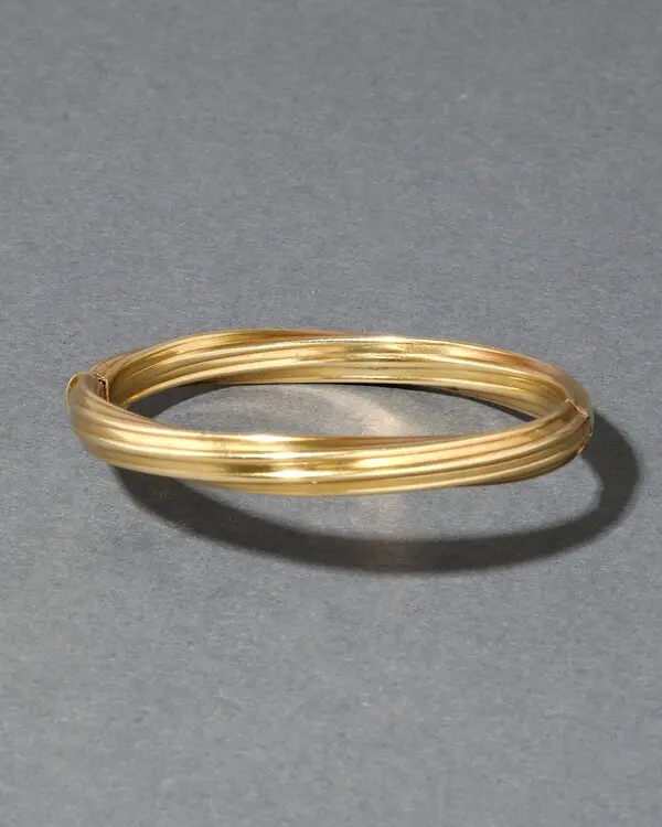 Alexis Bittar Vintage 1970s 18k Ridged Hinge Bangle Bracelet - Gold | Editorialist