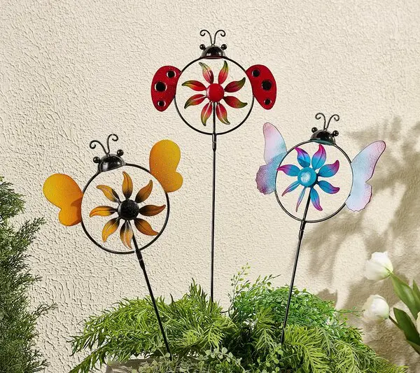 PLOW & HEARTH Set Of 3 24' Critter Friends Mini-spinners
