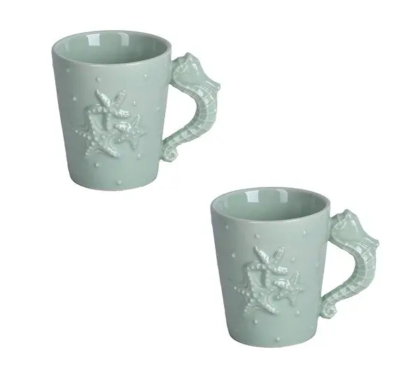 TEMP-TATIONS Knotical Set Of 16-oz Seahorse Mugs