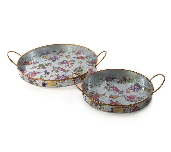 MACKENZIE-CHILDS Set Of 2 Galvanized Flower Market Trays