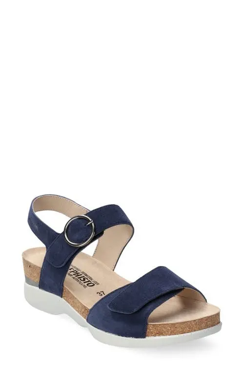 Mephisto Oriana Strappy Wedge Sandal - Midnight Blue