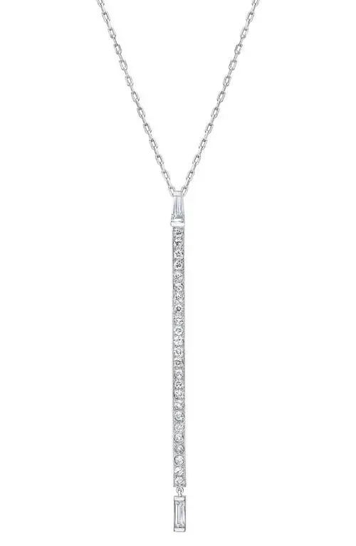 MINDI MOND Baguette Diamond Deco Bar Pendant Necklace - Platinum