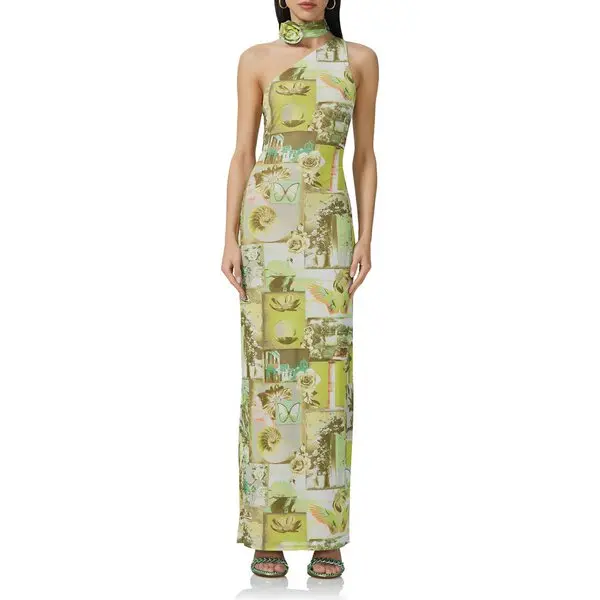AFRM Savoy Postcard Print Maxi Dress