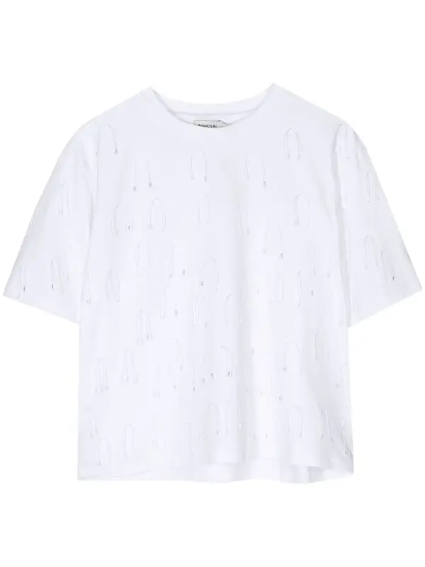 Simkhai Amaru String-embellished T-shirt - White