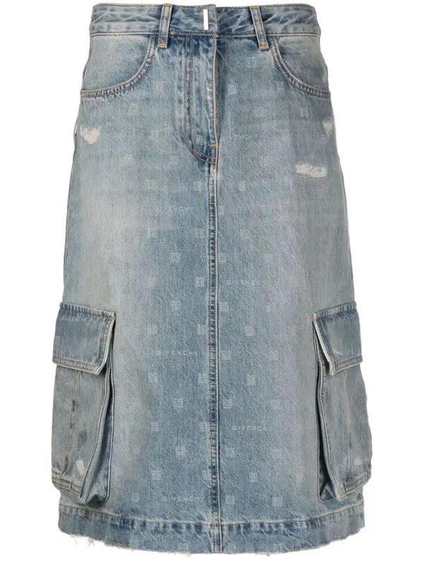 Givenchy Monogram-print Denim Cargo Skirt