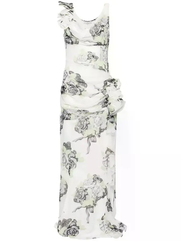 Alessandra Rich Rose-print Silk Gown
