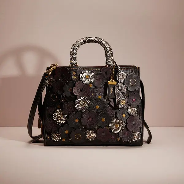 Coach Restored Rogue With Snakeskin Tea Rose - Brass/black | Editorialist