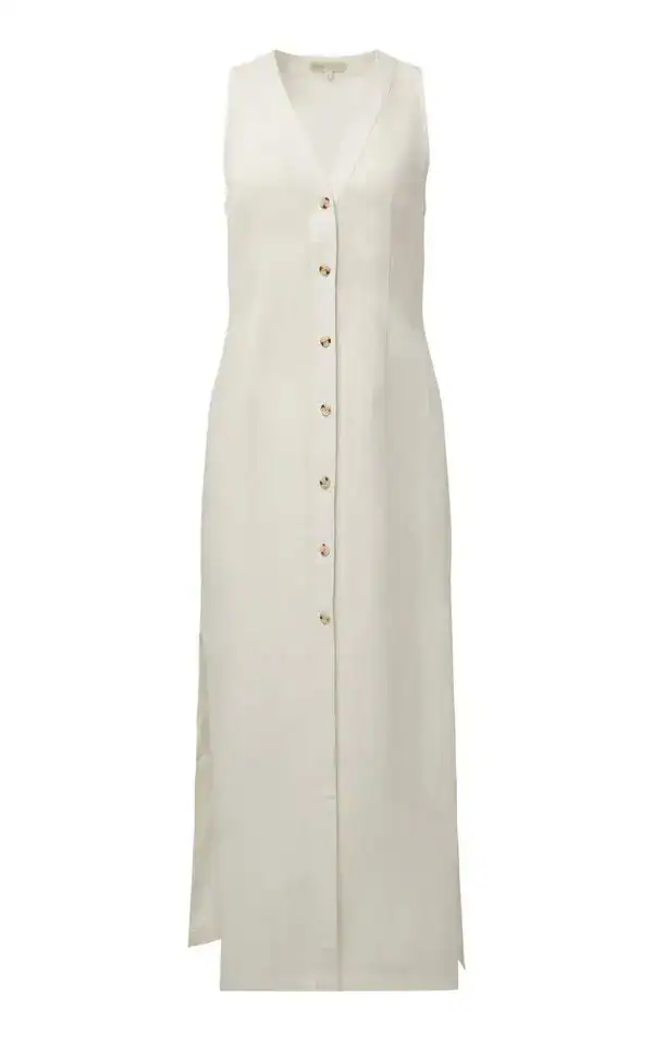 Onia Air Linen Button-Down Maxi Dress - White | Editorialist
