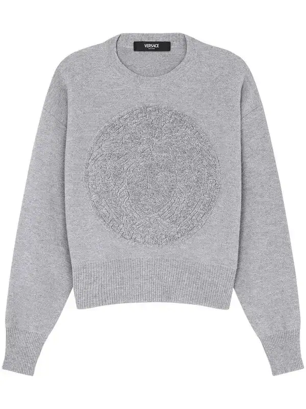 Versace Medusa Towel Sweater - Grey - 40% Off | Editorialist