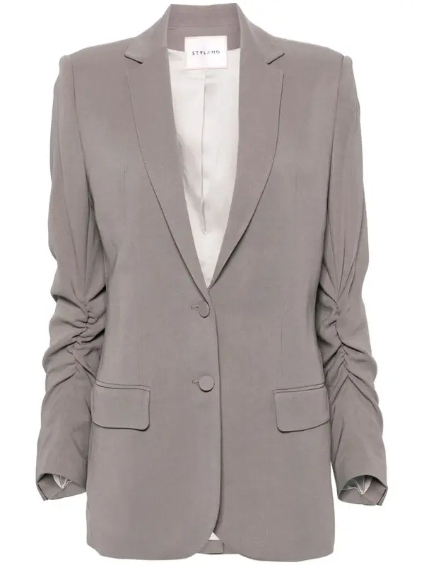 STYLAND Notched-lapel Single-breasted Blazer - Grey