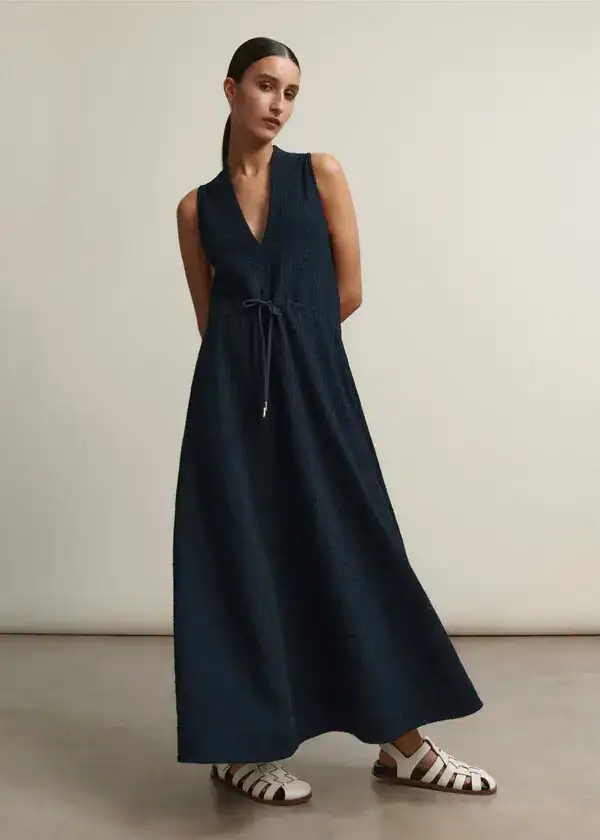 chinese dress ladies Marseille Embossed Maxi Dress — Dark Green