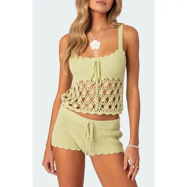 EDIKTED Danika Mixed Open Stitch Crop Top