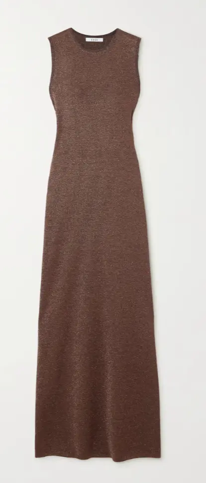 Esse Studios Metallic Knitted Maxi Dress In Brown - 40% Off | Editorialist