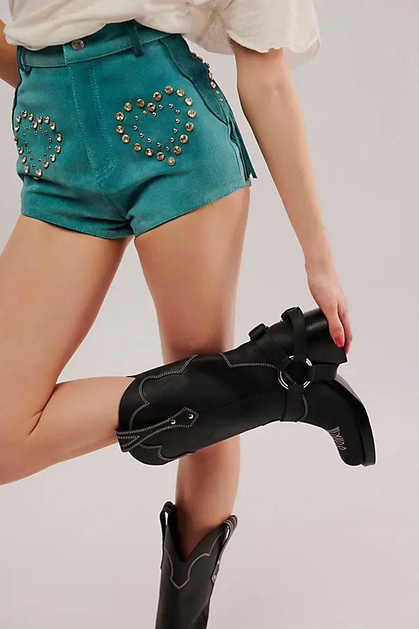 Jeffrey Campbell X Fp X Understated Leather Motoboy Boots - Black/silver