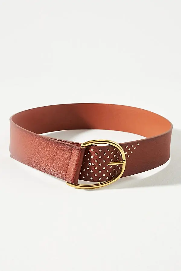 Anthropologie Low-Slung Studded Belt In Brown 63% Off Editorialist