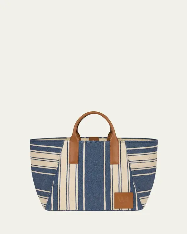 WE-AR4 Riviera Striped Canvas Tote Bag - Navy Stripe