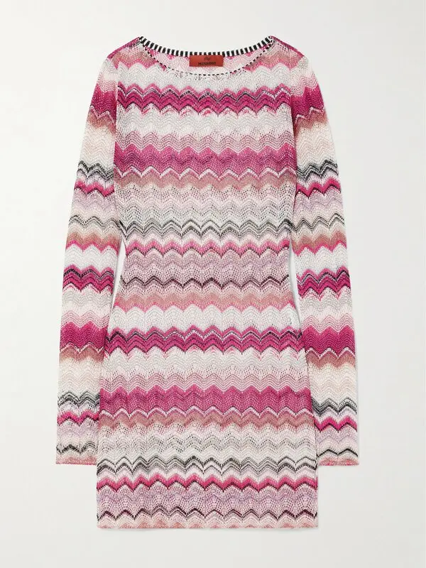 Missoni Mare Striped Metallic Crochet-Knit Mini Dress In Multi - 60% Off |  Editorialist