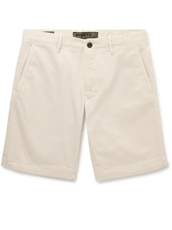 Incotex Slim-Fit Stretch-Cotton Twill Bermuda Shorts In Neutrals