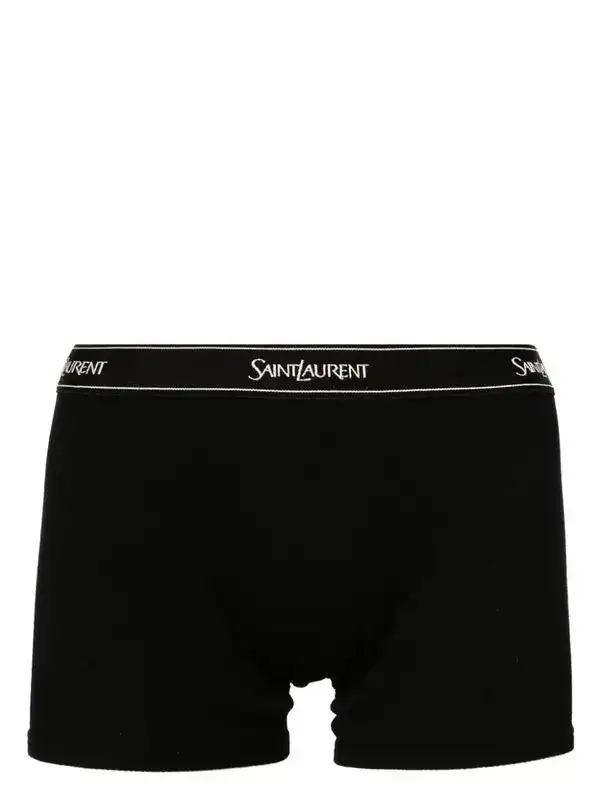 Saint Laurent Logo-Waistband Fine-Ribbed Boxers - Black | Editorialist