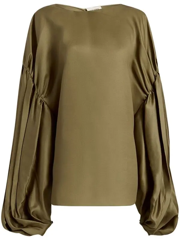 Khaite Quico Pleat-detail Blouse - Brown