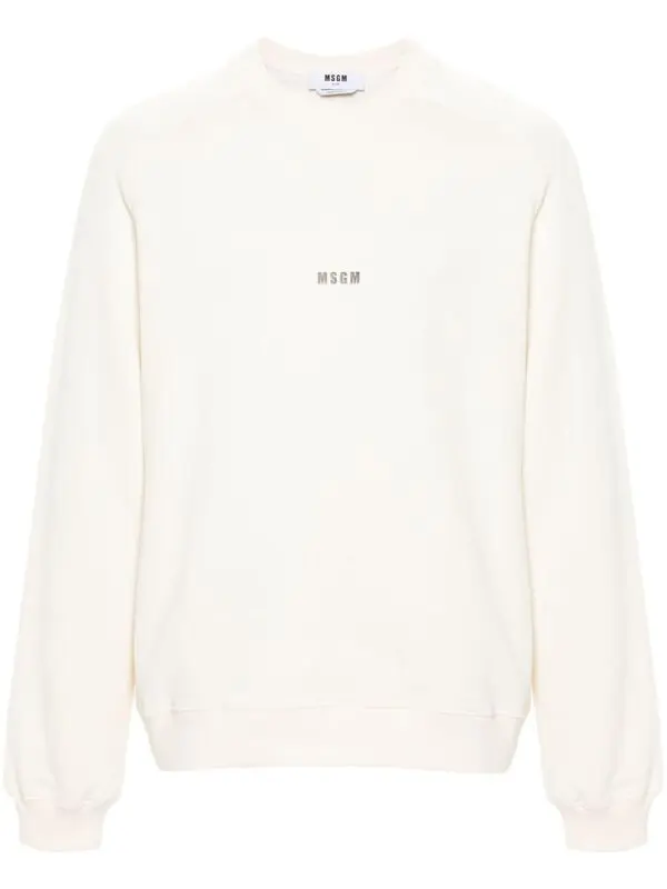 MSGM Logo-print Cotton Sweatshirt - Neutrals