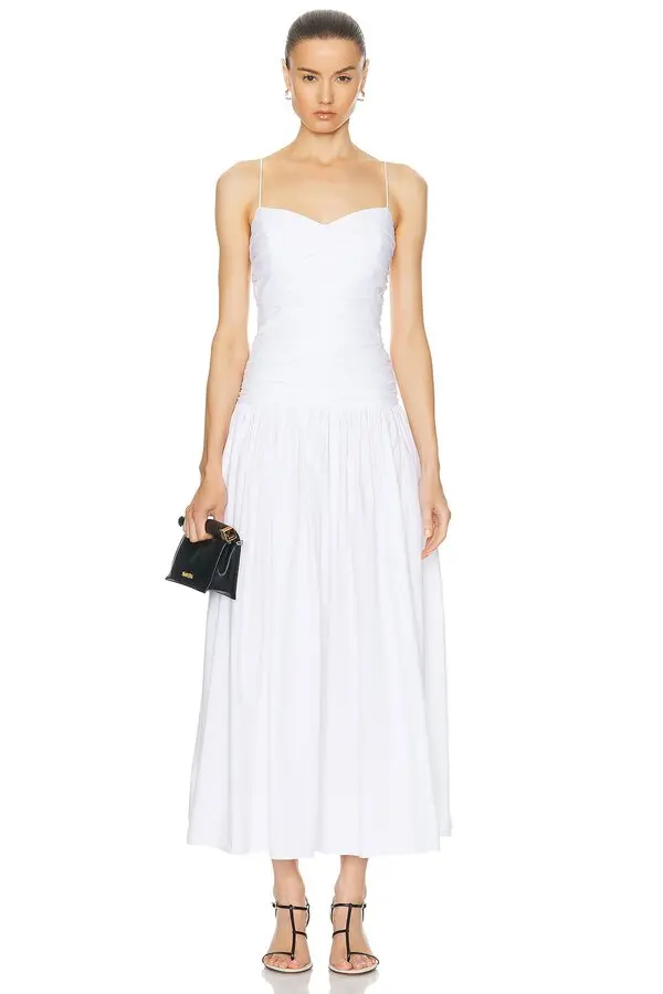 Matteau Gathered Drop Waist Dress - White