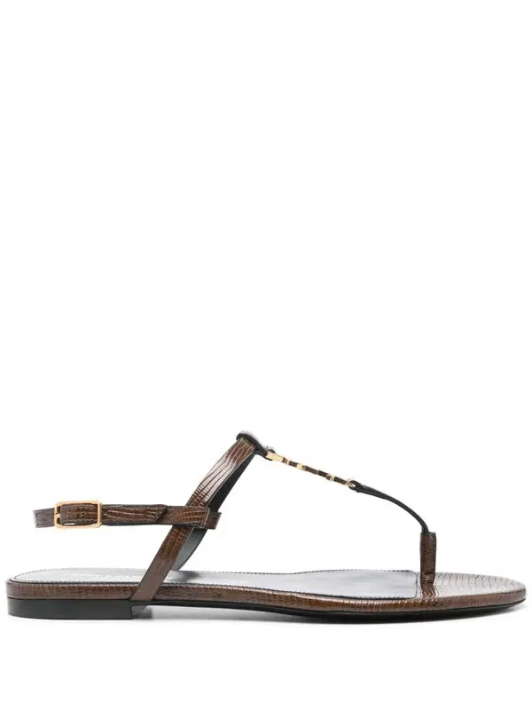 Saint Laurent Cassandre-plaque Leather Sandals