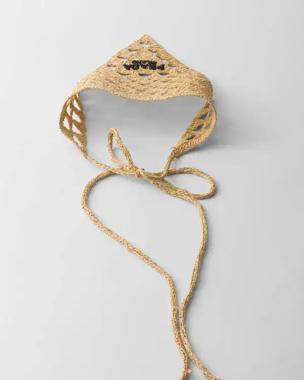 Prada Crochet Bandana - Tan/Black | Editorialist