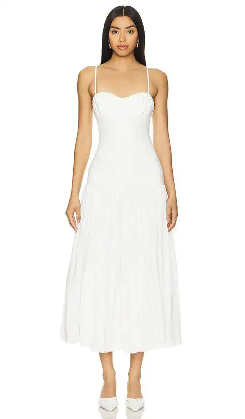 Nicholas Salem Drop Waist Midi Dress In White - 73% Off | Editorialist